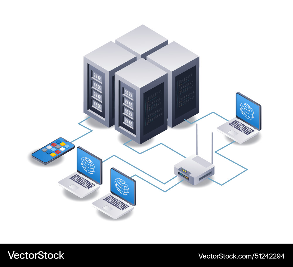 Network wifi internet server technology analyst Vector Image