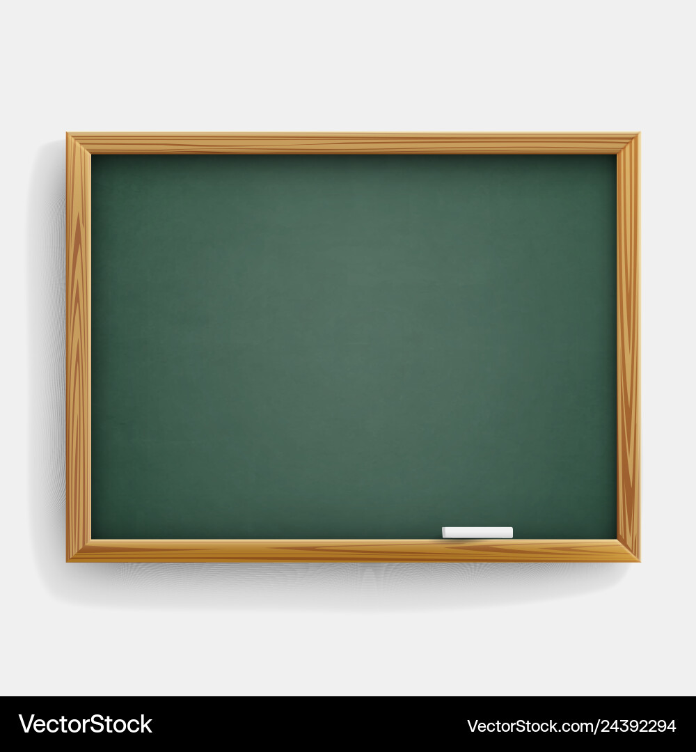 Realistic blank green class board with wooden Vector Image
