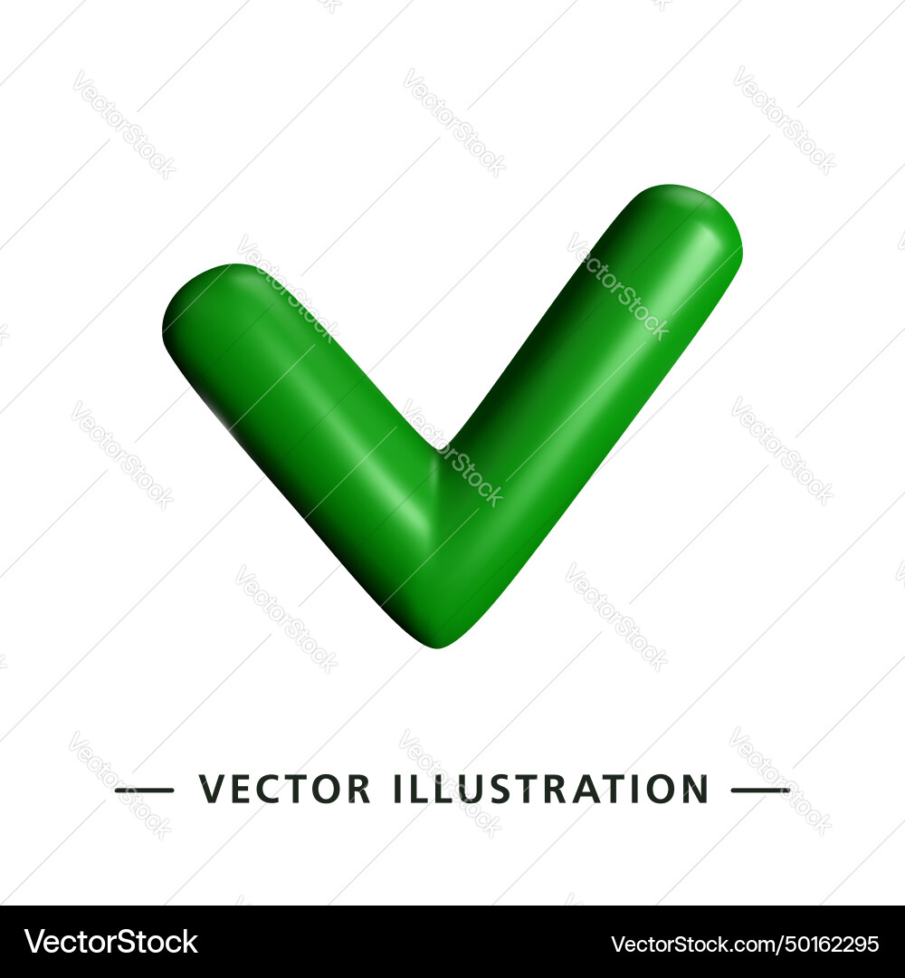 3d realistic green check mark icon yes or correct Vector Image
