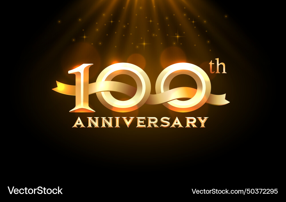 Anniversary 100th year golden celebration Vector Image