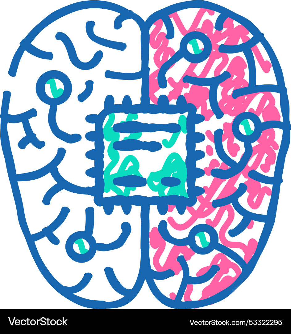 Artificial brain implant future technology icon Vector Image