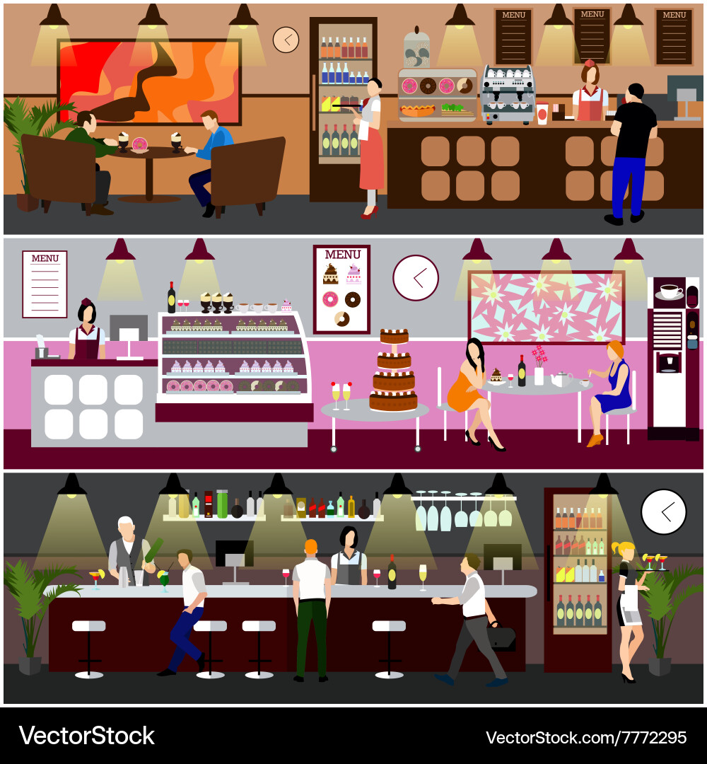 Cozy Cafe Interior Royalty Free Vector Image - VectorStock