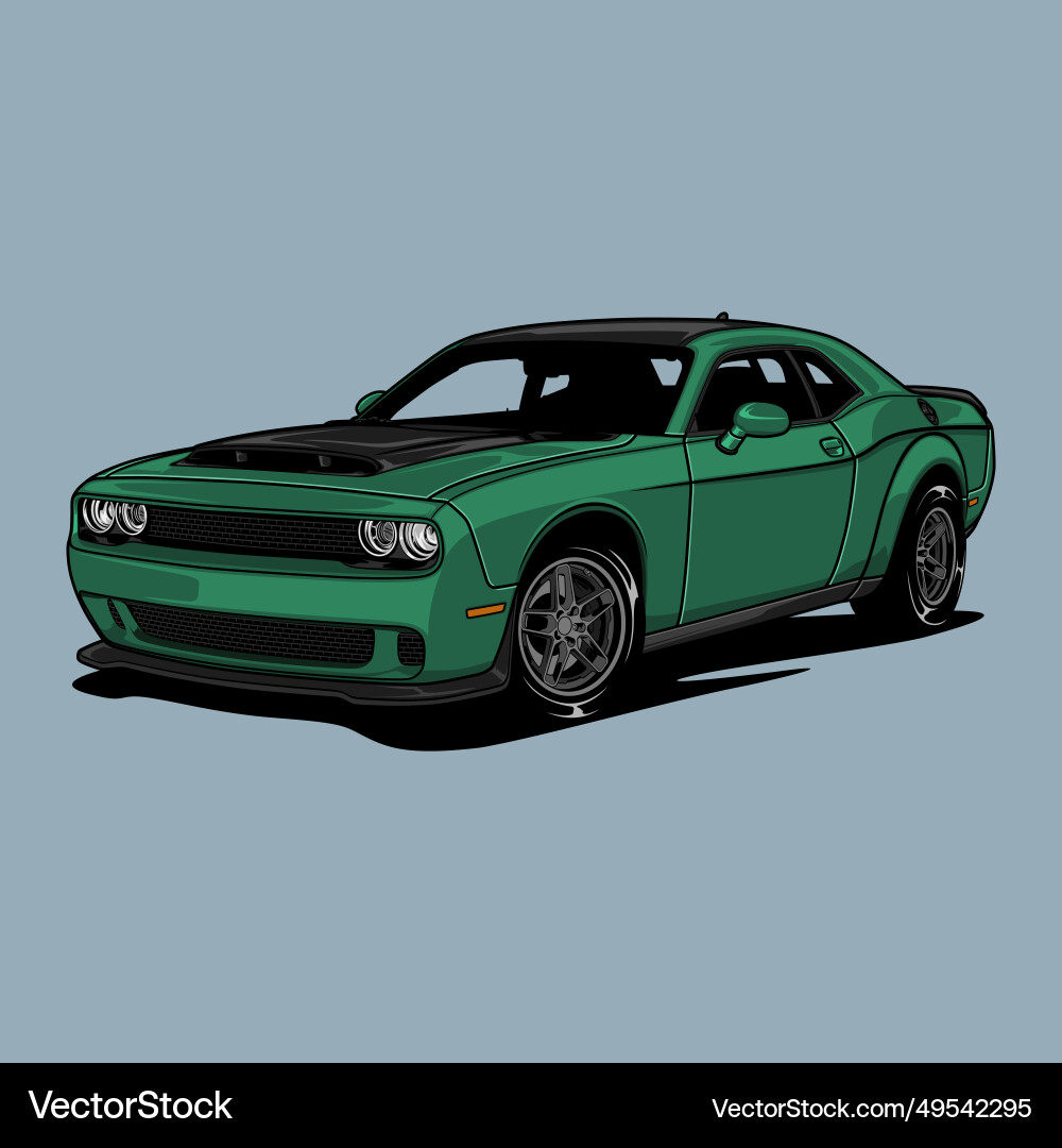 Dodge Challenger SRT Demon Green Royalty Free Vector Image