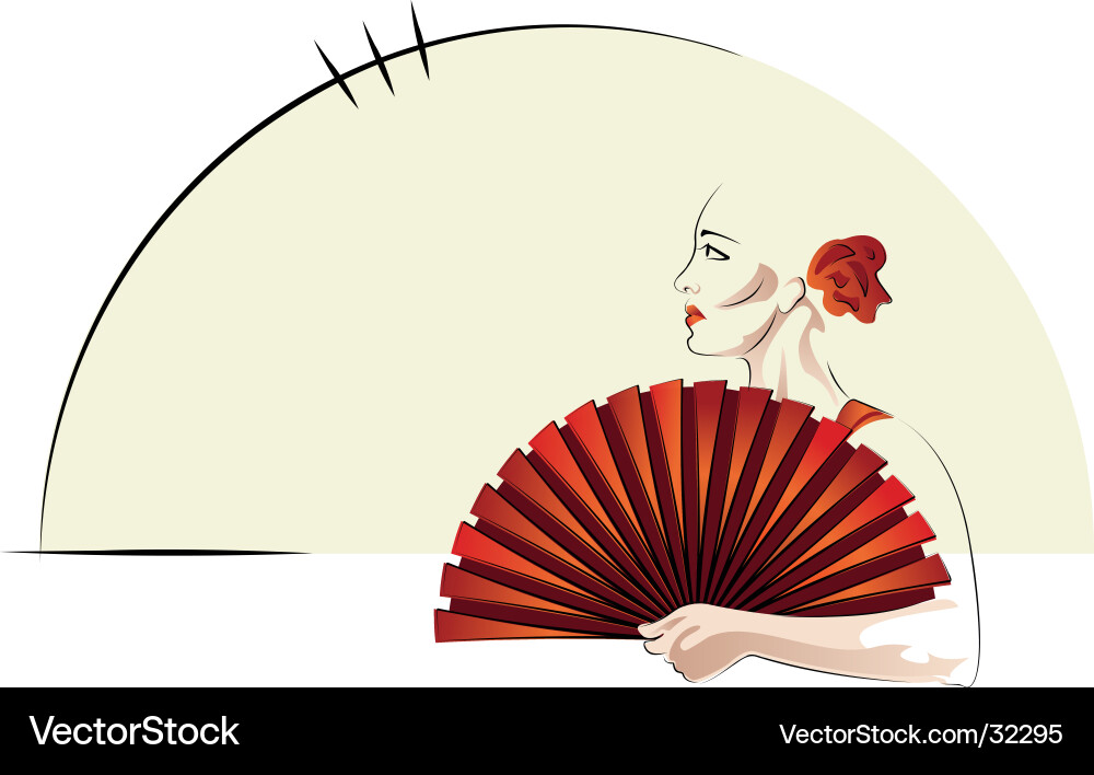 Lady with fan Royalty Free Vector Image - VectorStock