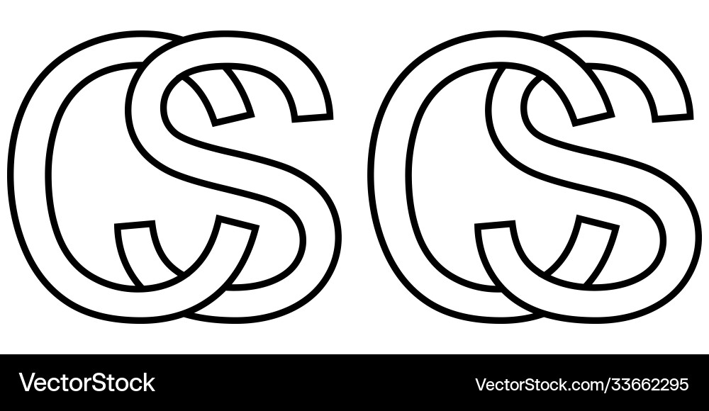 Logo sign sc cs icon two interlaced letters s Vector Image