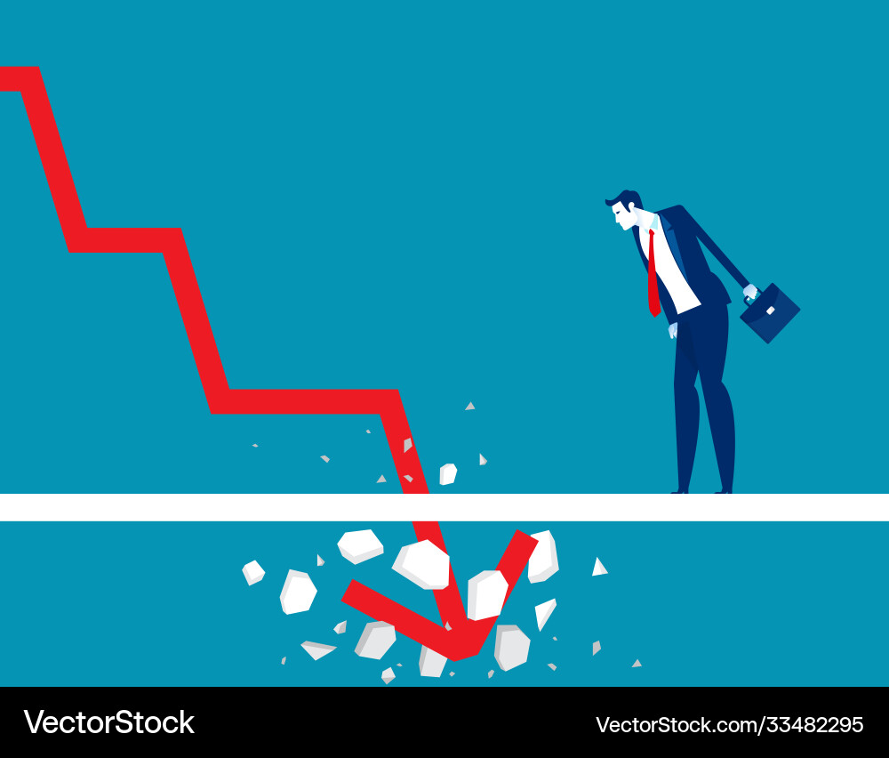 Looking down at falling red arrow business Vector Image
