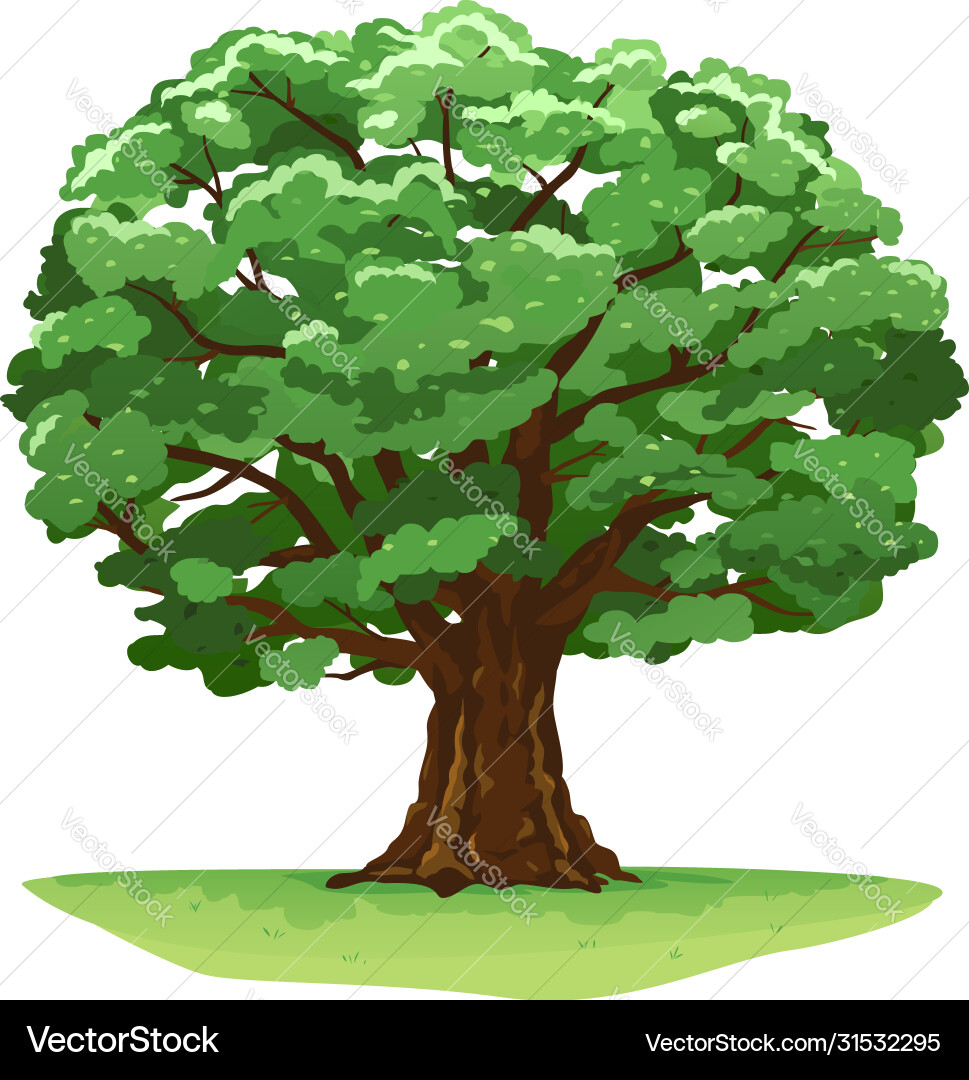Magic oak tree isolated Royalty Free Vector Image