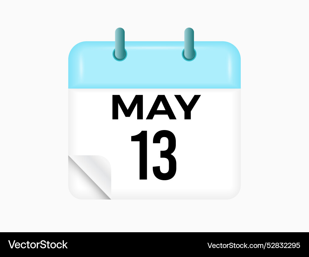 May 13 - calendar and time planner daily Vector Image