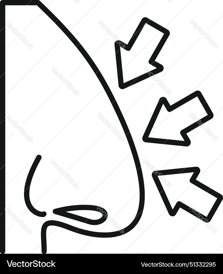 Nasal congestion line art icon Royalty Free Vector Image