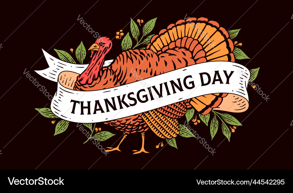 Turkey happy thanksgiving day Royalty Free Vector Image