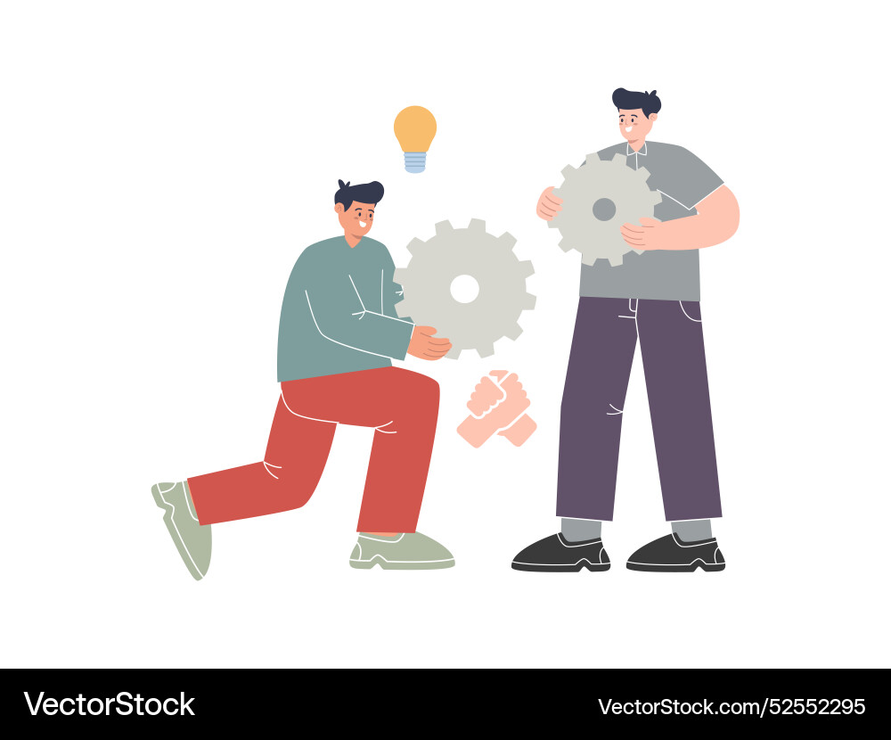 Two man collaborating making deals working Vector Image