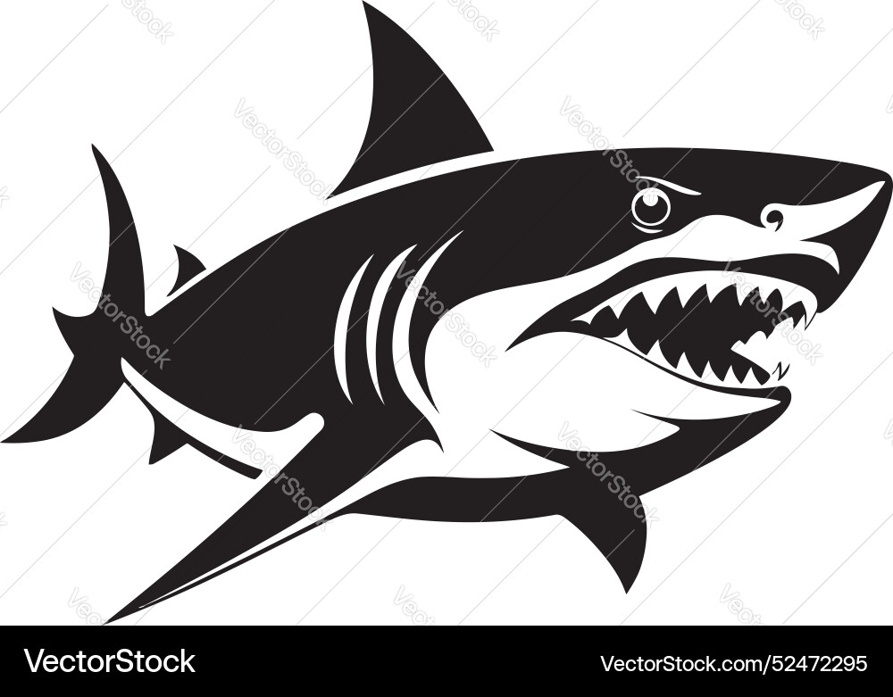 Underwater guardian black iconic shark logo Vector Image