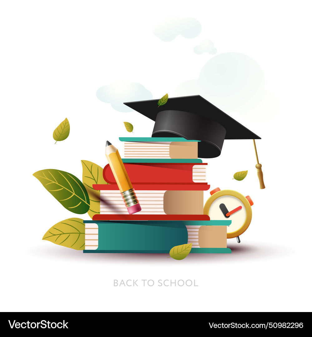 Back to school design educational books Royalty Free Vector