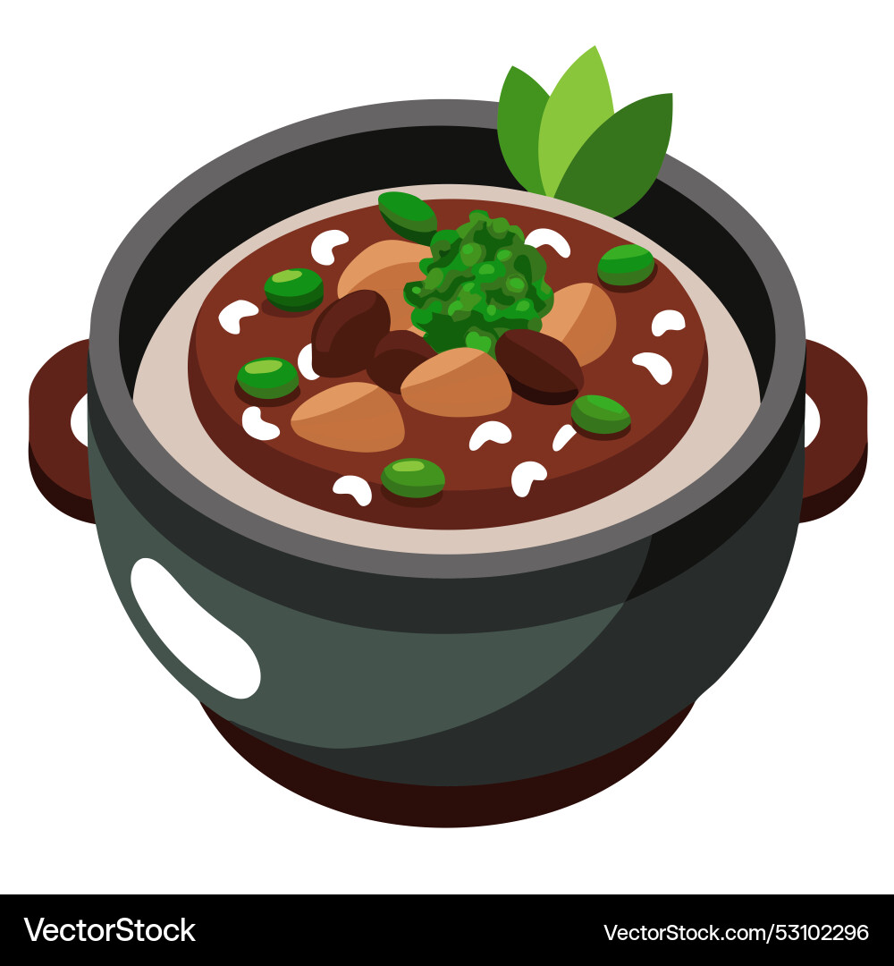 Brazilian feijoada with rice sausage and greens Vector Image