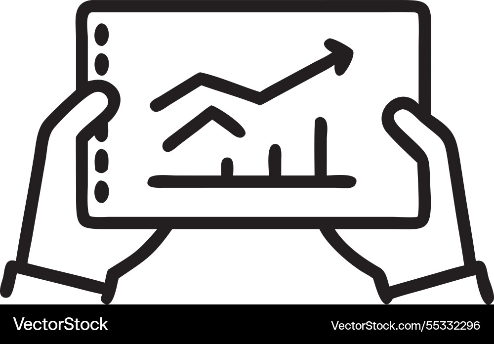 Business holding tablet with low poly wireframe Vector Image