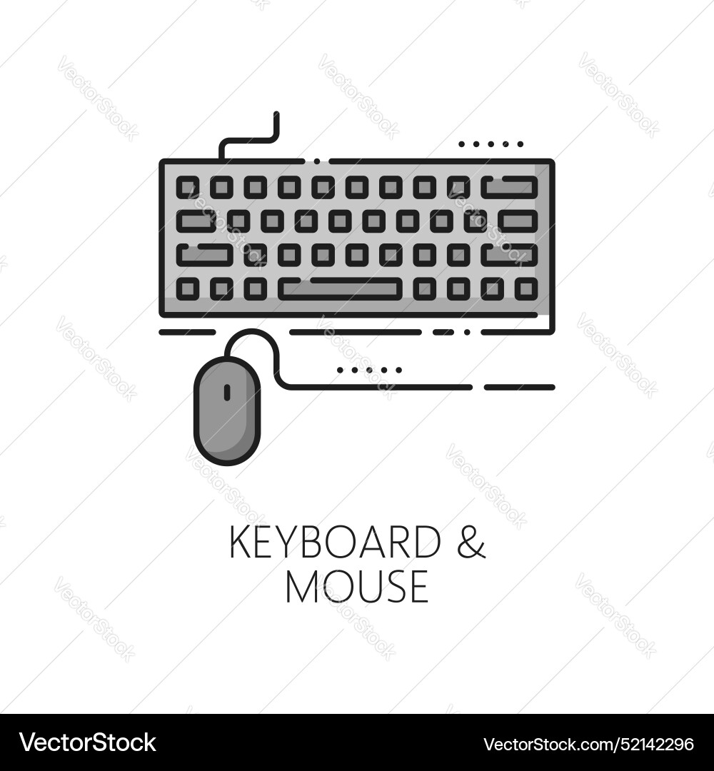 Computer keyboard and mouse software line icon Vector Image