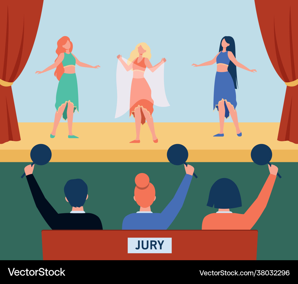 Female dancers performing on dancing contest Vector Image
