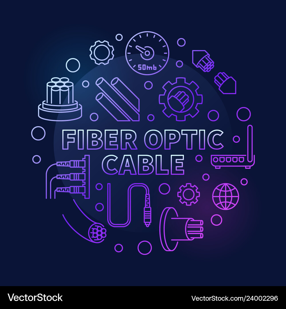 Fiber optic cable round colored outline Royalty Free Vector