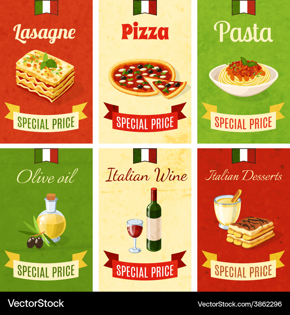 Italian Food Poster Set Royalty Free Vector Image