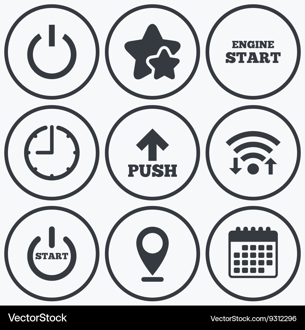 Power icons start engine symbol push arrow Vector Image