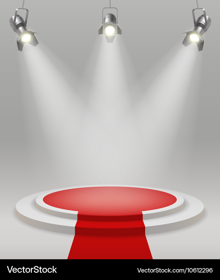 Realistic stage with spotlights Royalty Free Vector Image