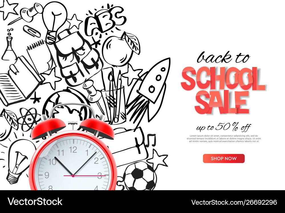 Red Alarm Clock - Back to School Sale Royalty Free Vector