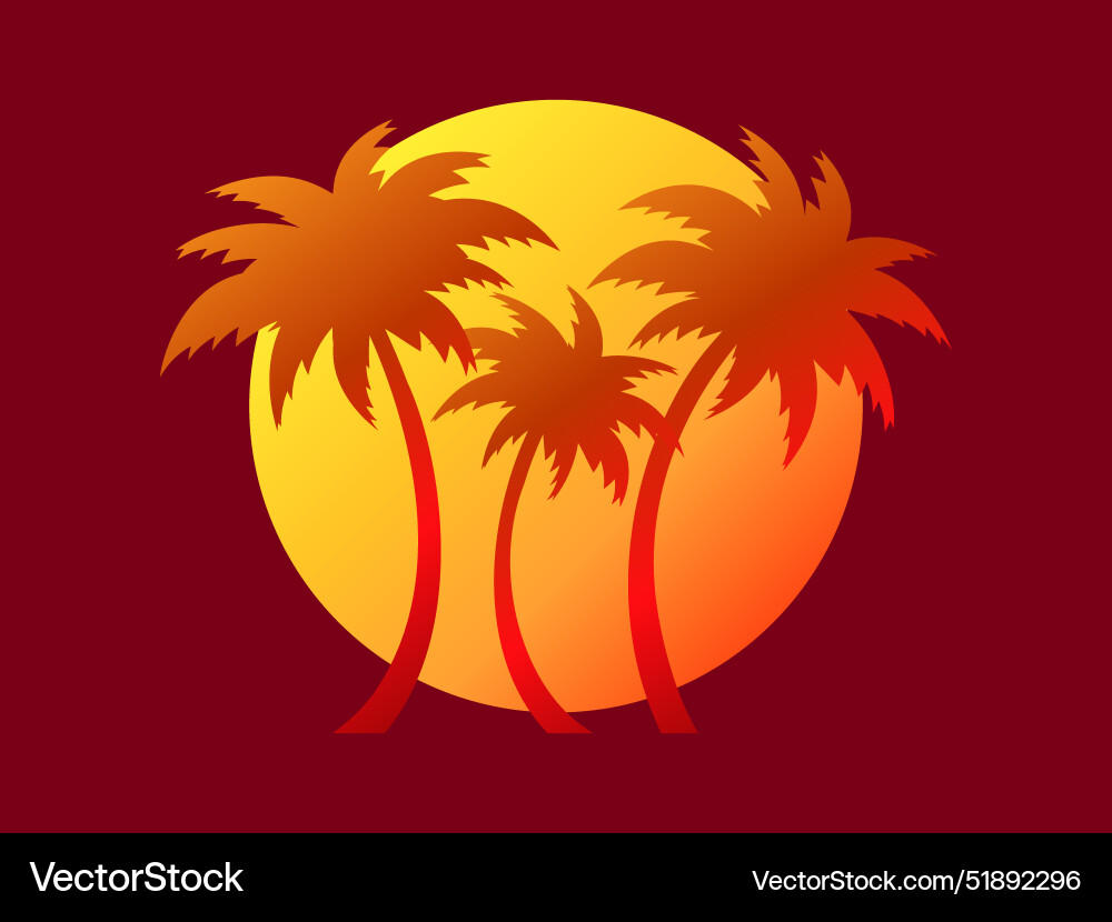 Silhouettes of palm trees at sunset gradient sun Vector Image