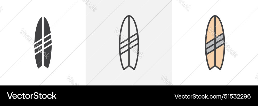 Surfing icon set surf board symbol summer beach Vector Image