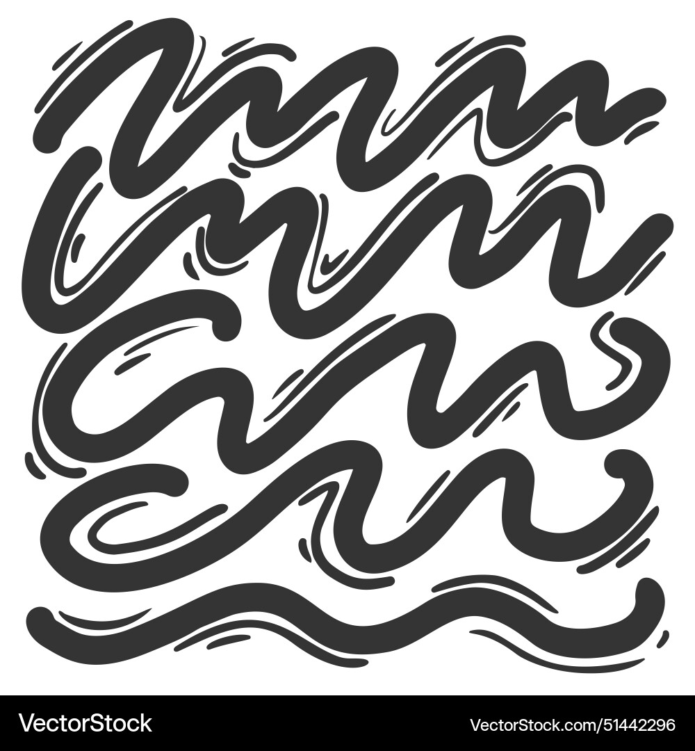 Swoosh squiggle lines hand drawn swashes brush Vector Image