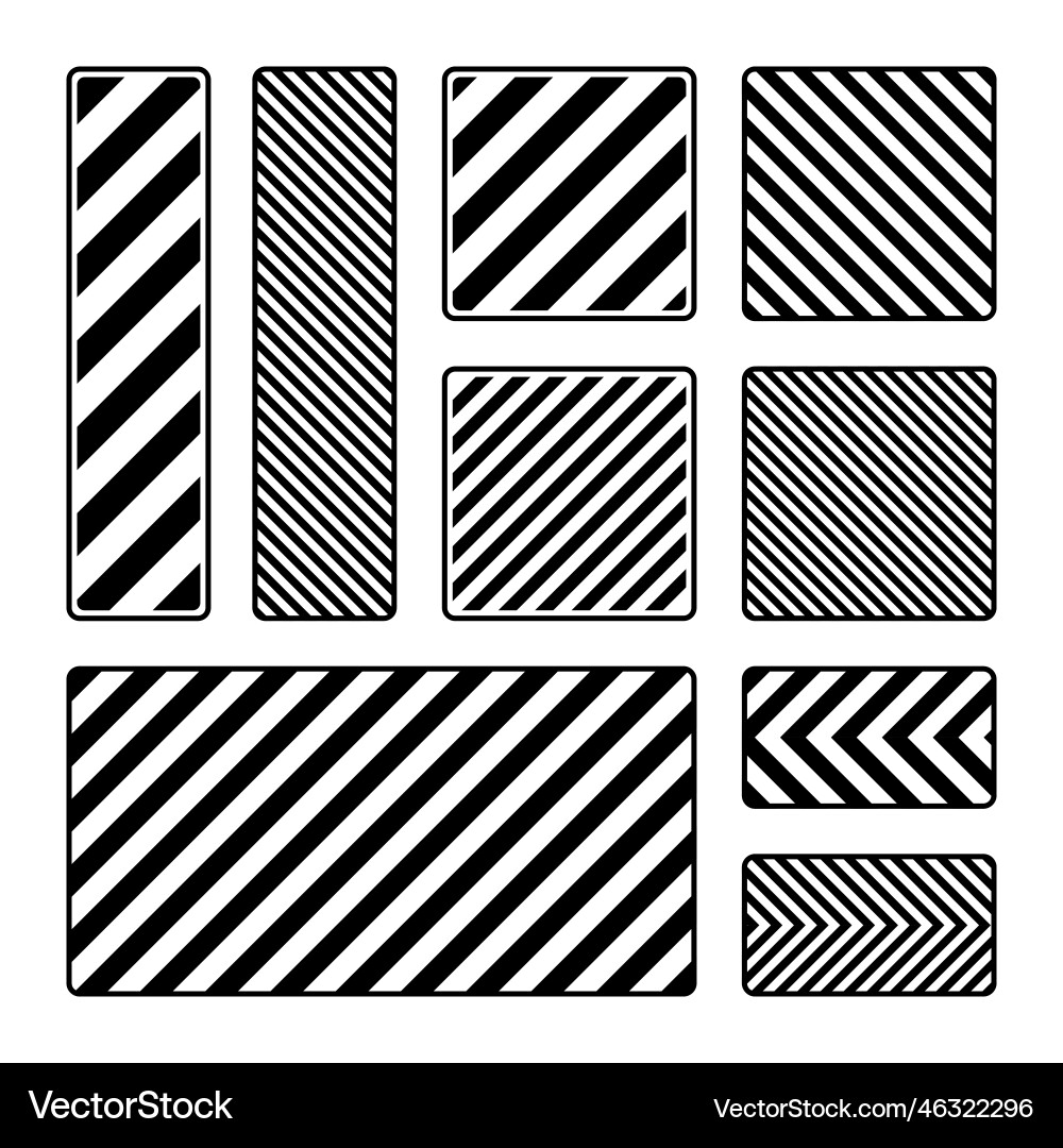 Various black warning signs with diagonal lines Vector Image