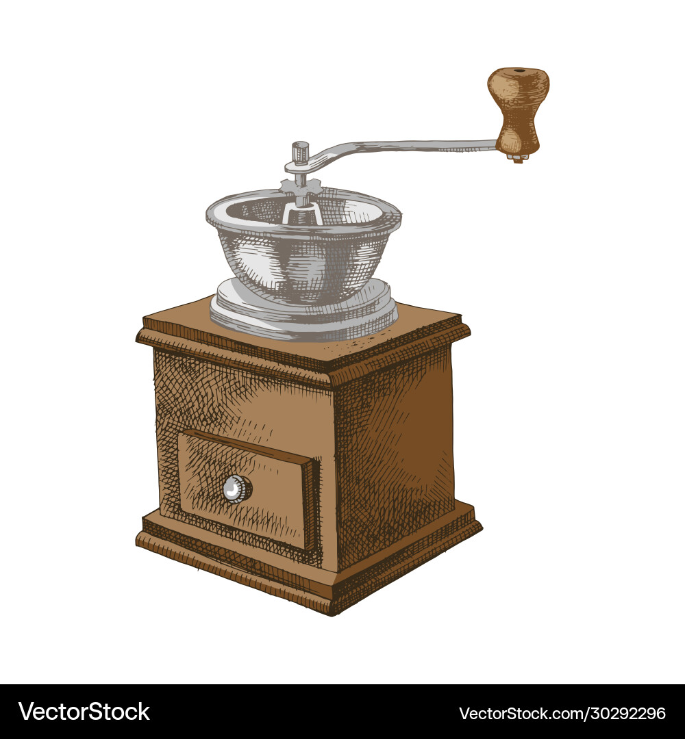 Vintage manual hand drawn coffee mill Royalty Free Vector