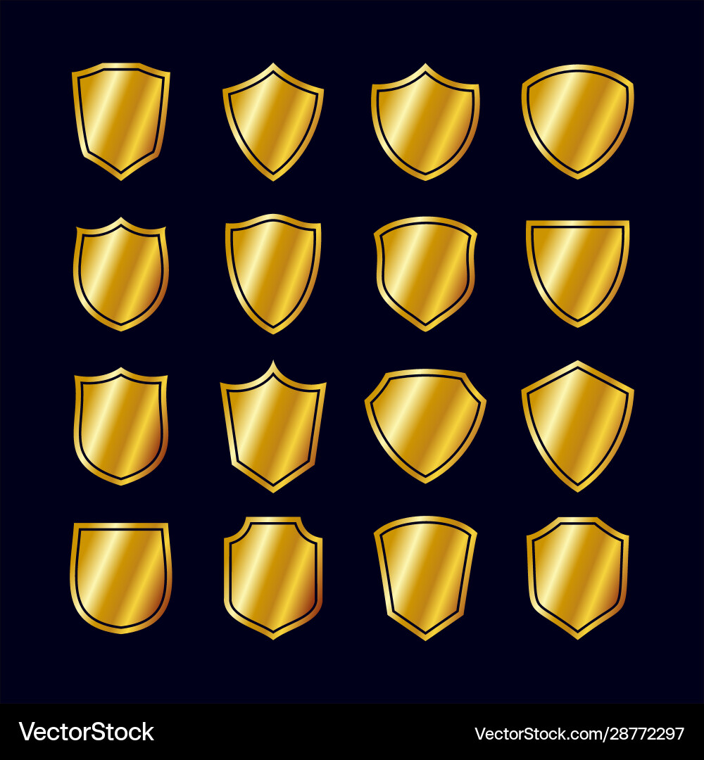 Best collection gold shield template Royalty Free Vector