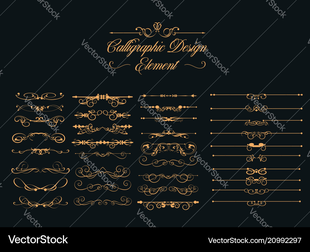 Calligraphic design elements set Royalty Free Vector Image