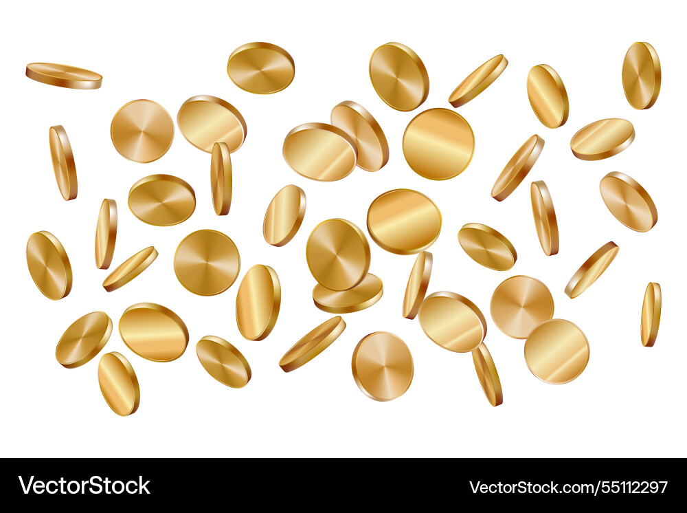 Gold coin falling top view 3d money Royalty Free Vector