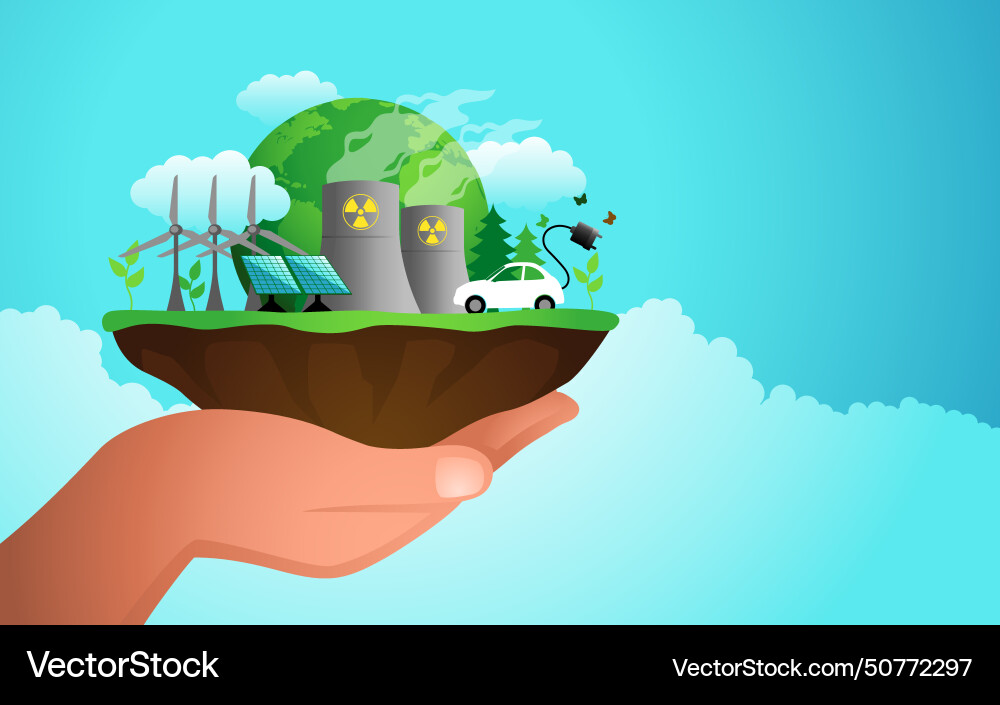 Gradient hand sustainability friendly earth green Vector Image