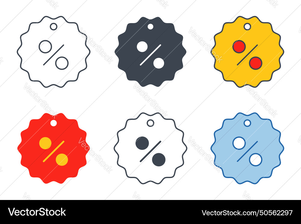 Percentage sign icon collection with different Vector Image