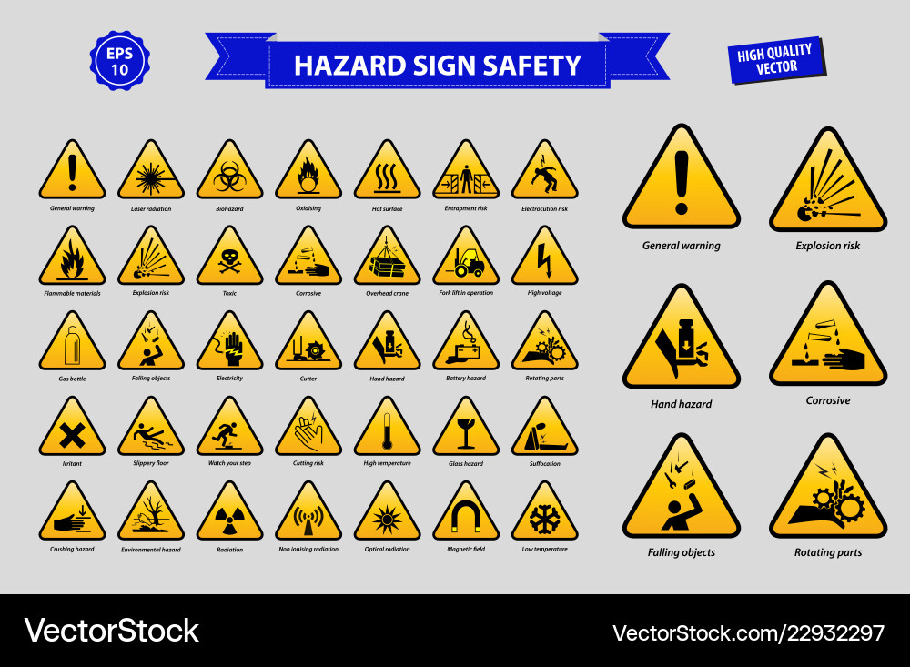 Set of hazard sign safety Royalty Free Vector Image