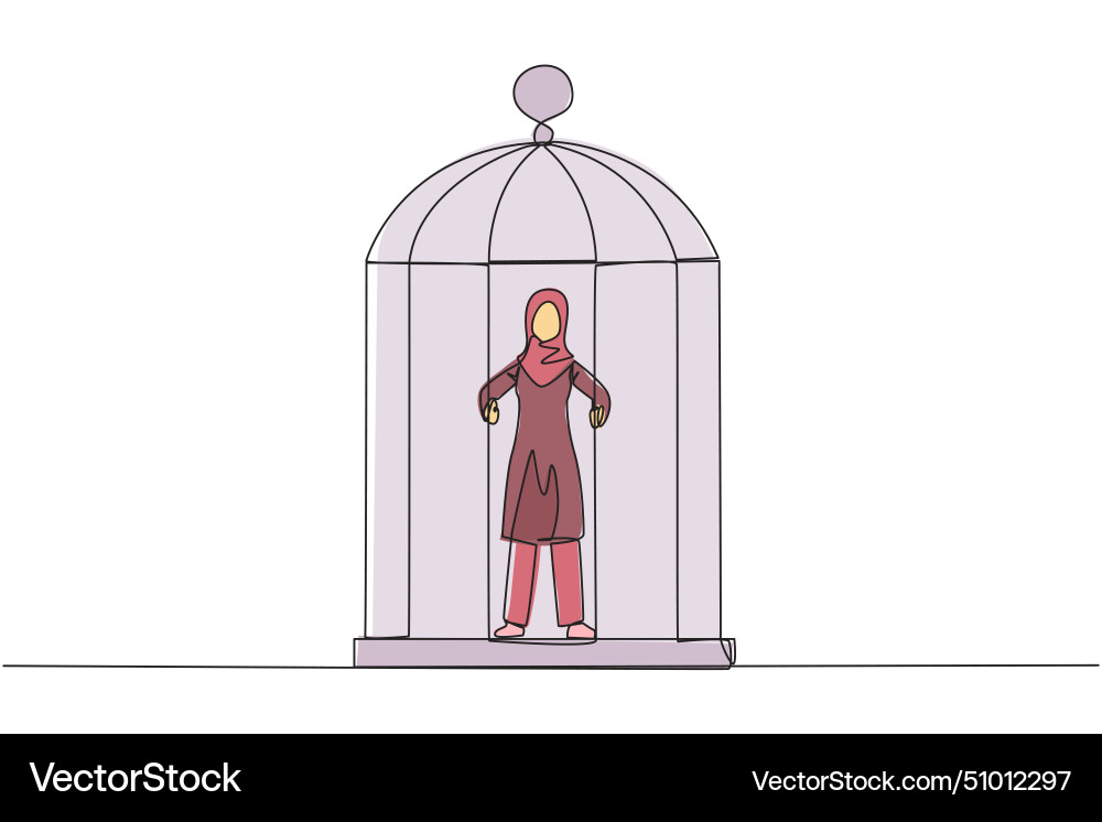 Single continuous line drawing arabian Royalty Free Vector