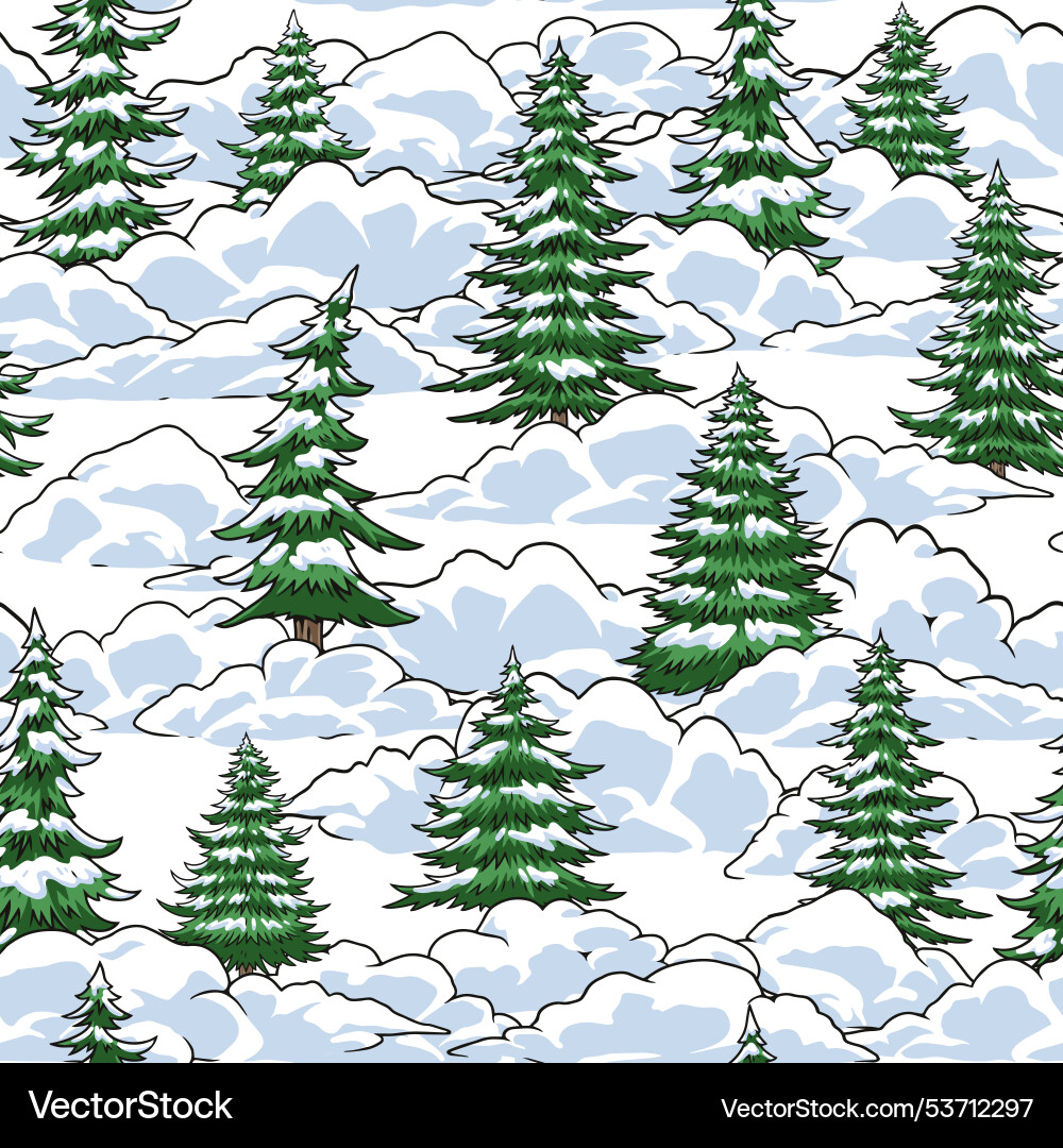 Winter forest colorful seamless pattern Royalty Free Vector