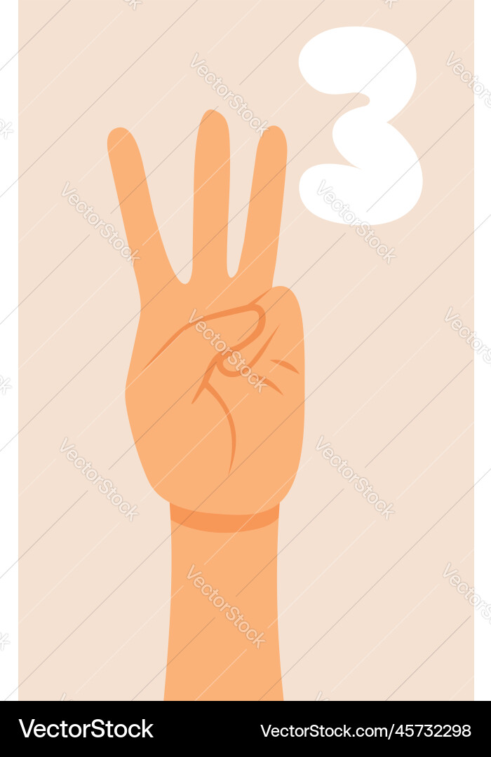 Cartoon Hand Showing Three Fingers Royalty Free Vector Image
