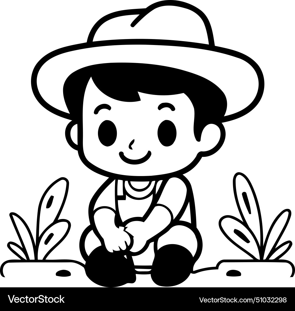 Cute little farmer cartoon character Royalty Free Vector