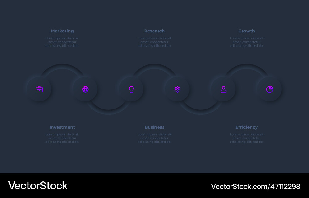 Dark neumorphic infographic timeline design Vector Image