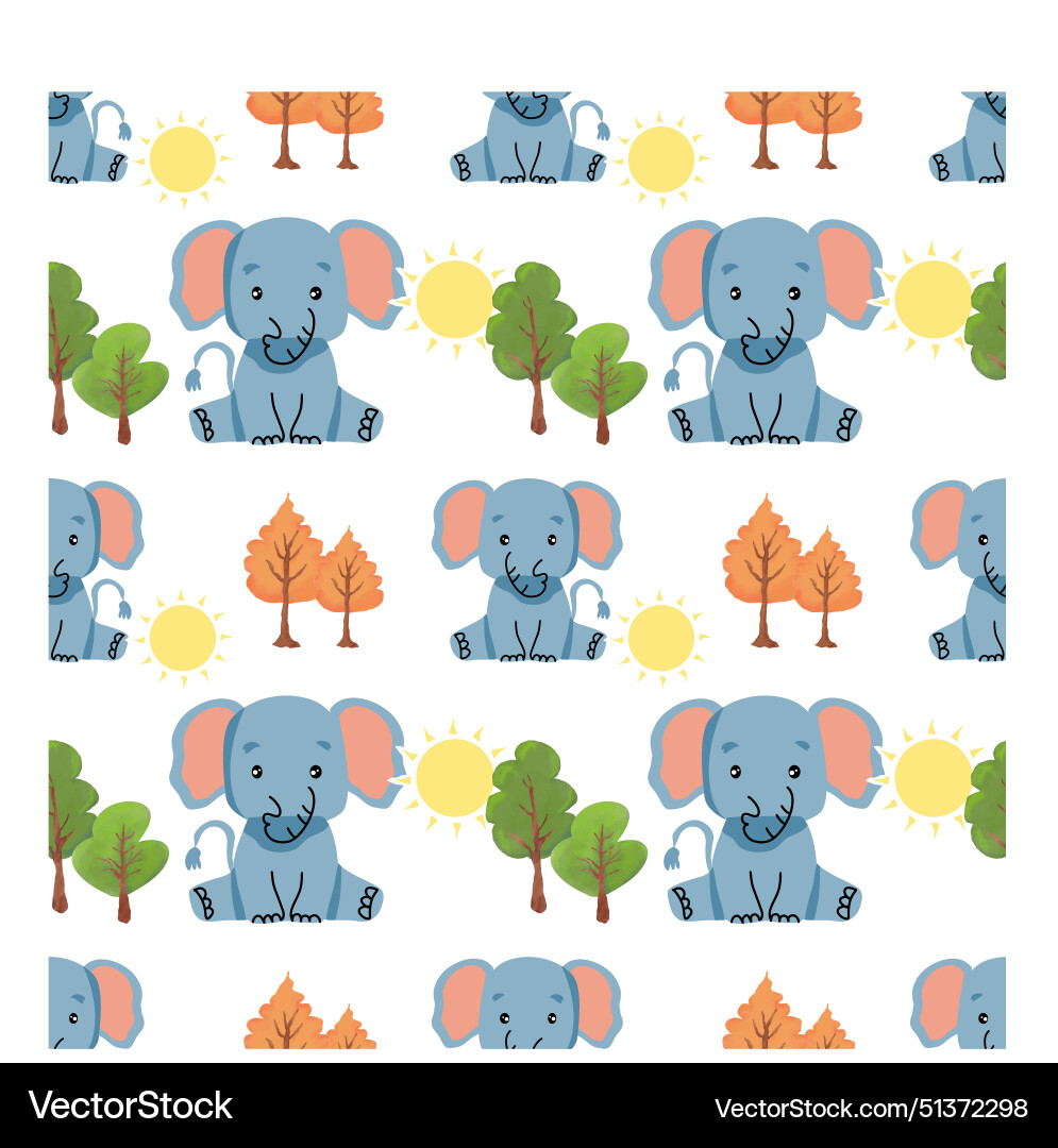 Elephant seamless pattern on white background Vector Image