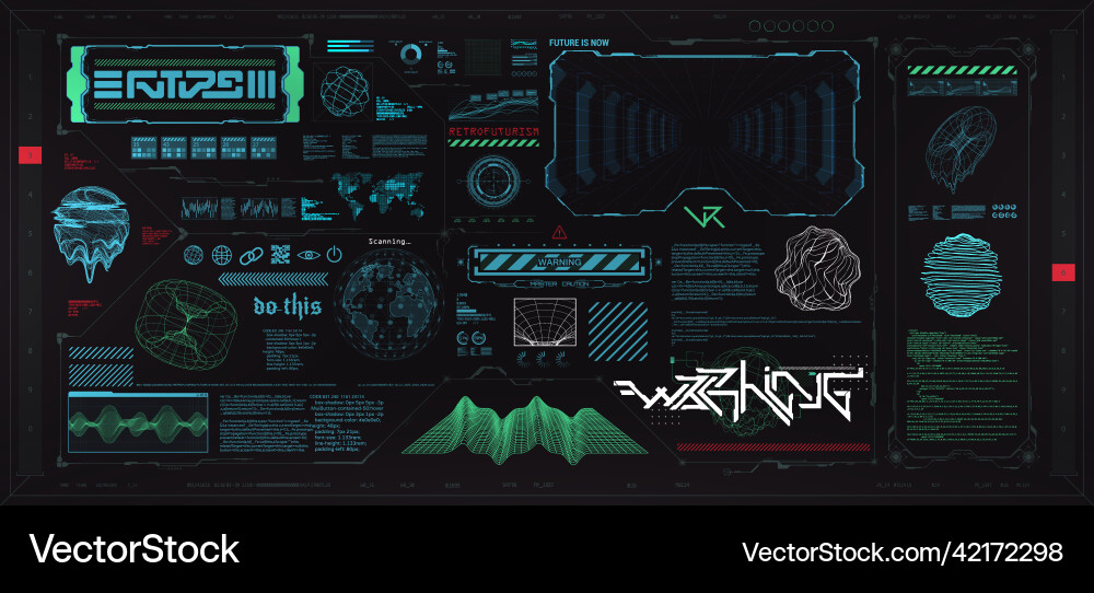 Futuristic cyberpunk hud elements template set Vector Image