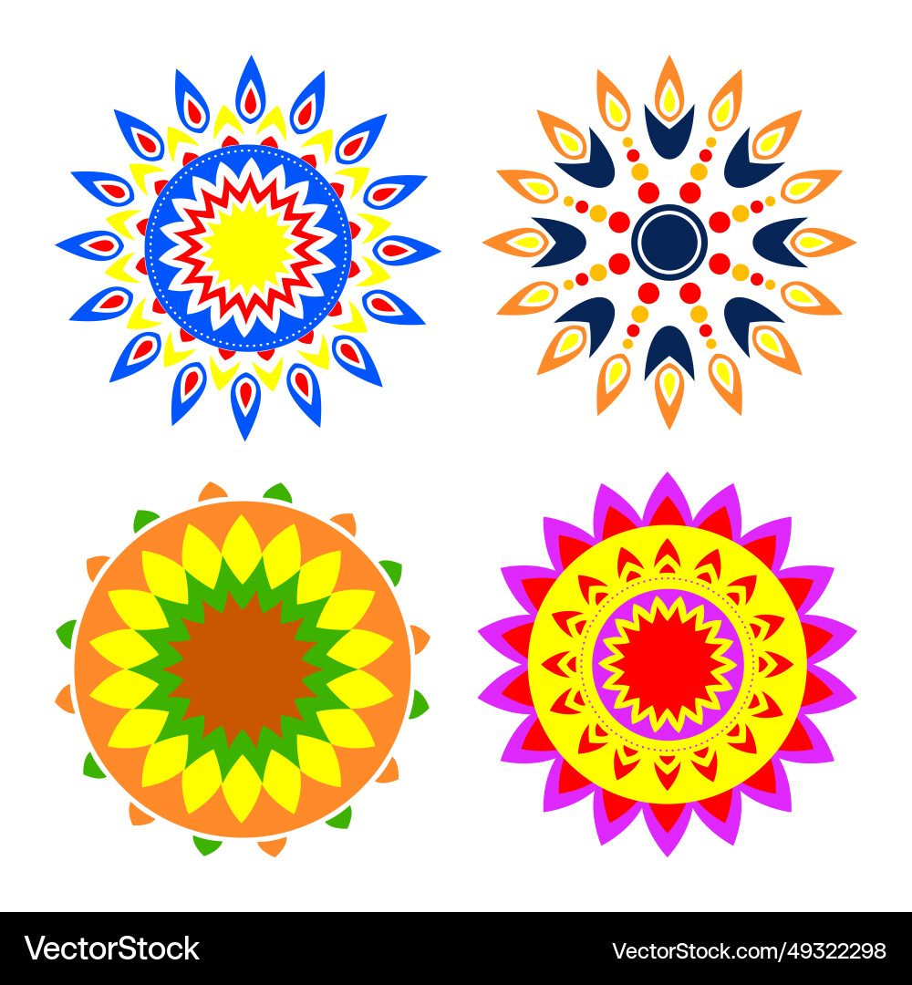 Indian traditional rangoli collection art Vector Image