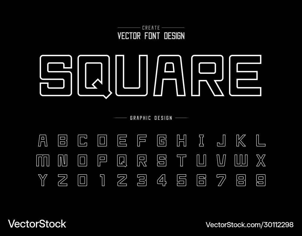 Line font and alphabet square typeface letter Vector Image