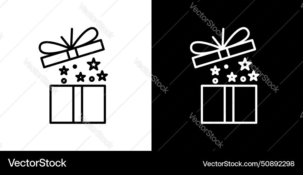 Open gift box icon set of surprise Royalty Free Vector Image