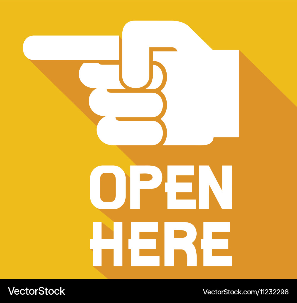 Open here sign icon Royalty Free Vector Image - VectorStock