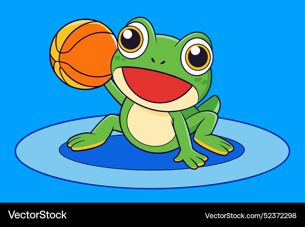 Pool frog is playing food ball g Royalty Free Vector Image