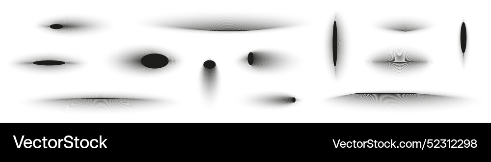 Realistic shadow set with round shapes black Vector Image